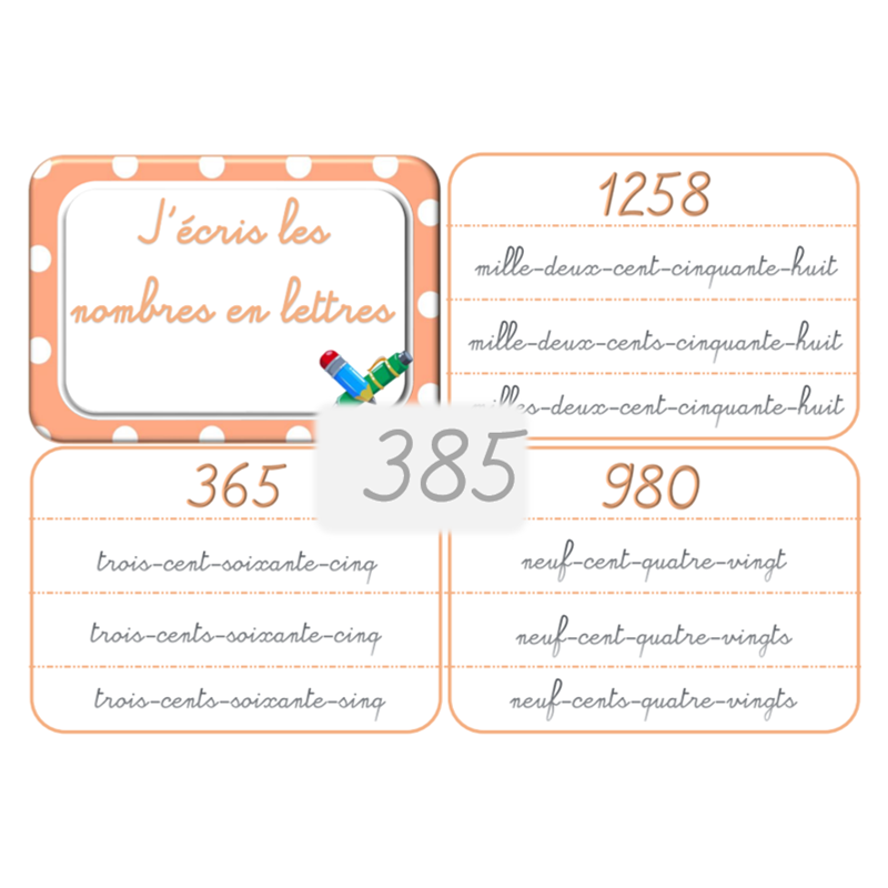 385 - J'écris les nombres en lettres