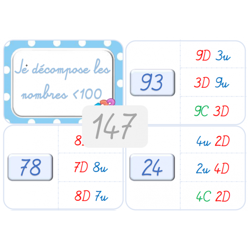 147 - Je décompose les nombres jusqu'à 100