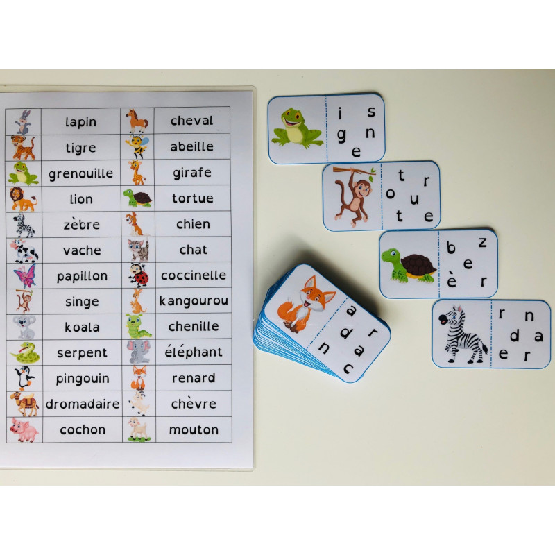 Domino lecture lettres - animaux